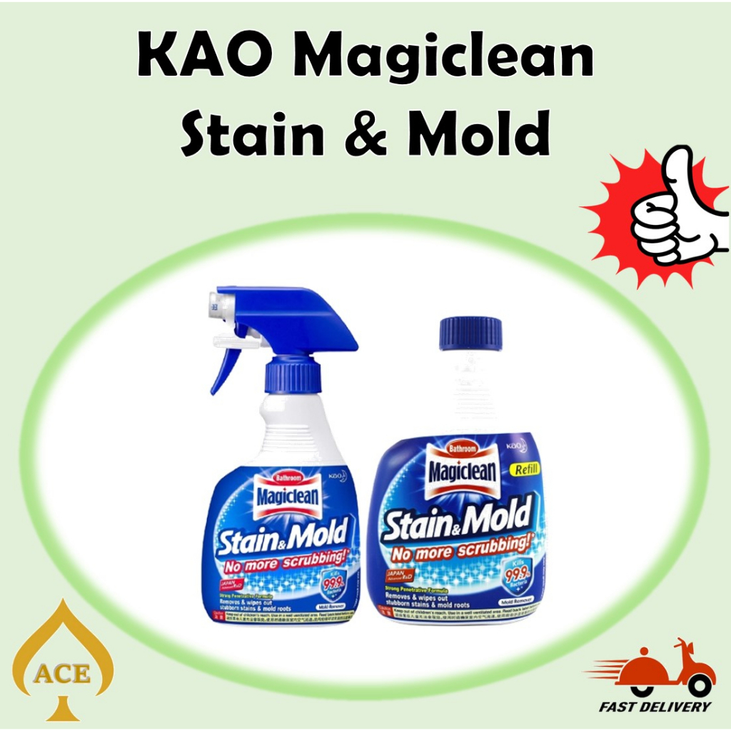KAO Magiclean Stain & Mold Multi Surface All-Action Easy Clean Trigger Spray 400ml & Refill ...
