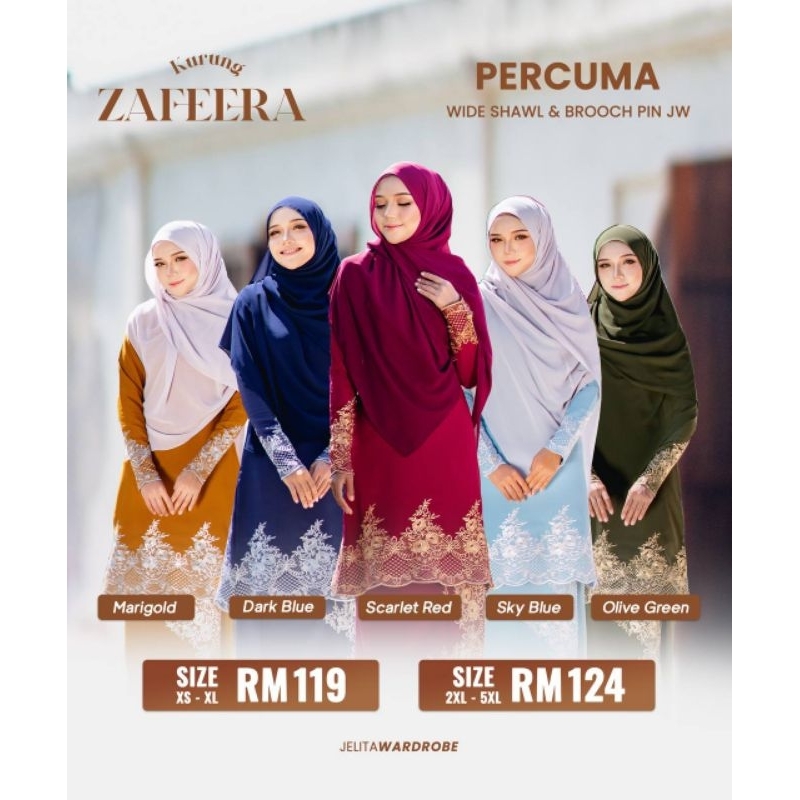 🔥 HOT ITEM KURUNG RAYA 🔥KURUNG ZAFEERA FREE SHAWL FREE BROOCH | Shopee ...