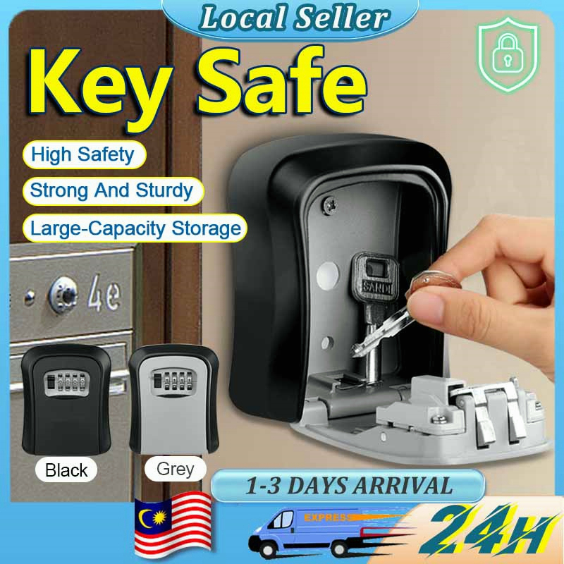 Key Lock Box Wall Mounted Key Safe Box Weatherproof 4 Digit Combination ...