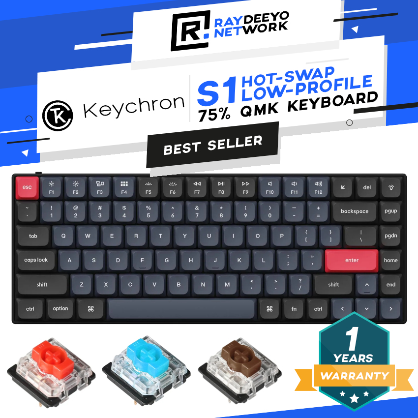Keychron S1 QMK Custom Mechanical Keyboard [Low-Profile/75% Layout/Type ...