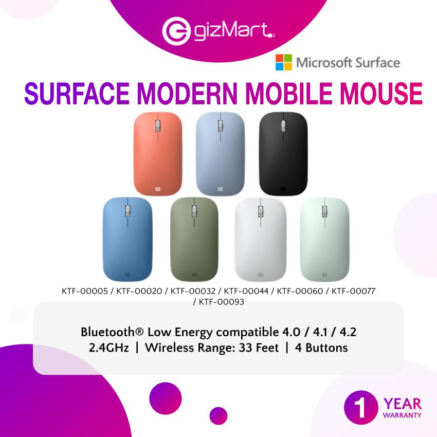 Microsoft Modern Mobile Mouse Bluetooth Wireless (Black/Peach/Pastel ...