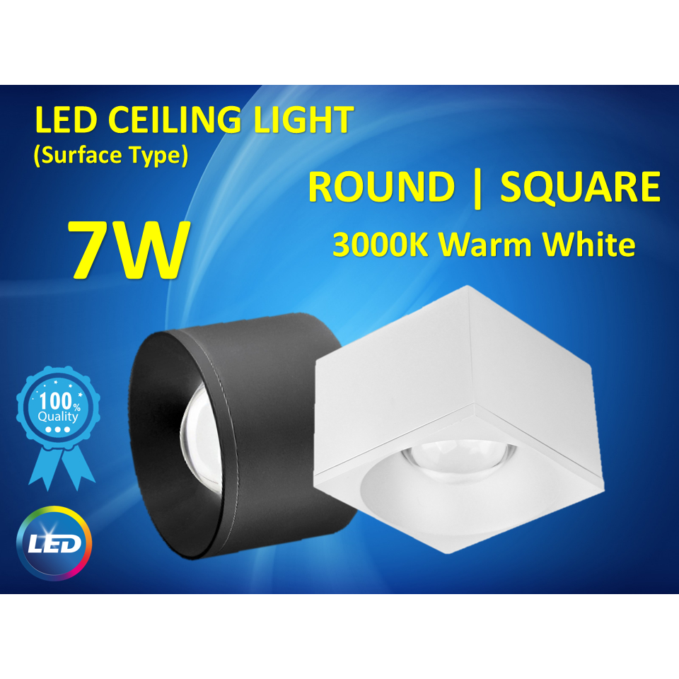 7W LED CEILING LIGHT 3000K WARM WHITE ROUND / SQUARE Model : C1605/7W ...