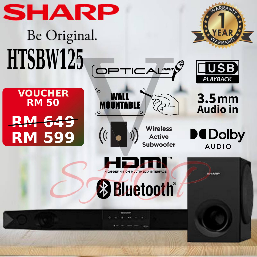 SHARP 2.1CH SOUND BAR WITH WIRELESS SUBWOOFER HTSBW192 || HTSBW125 ...