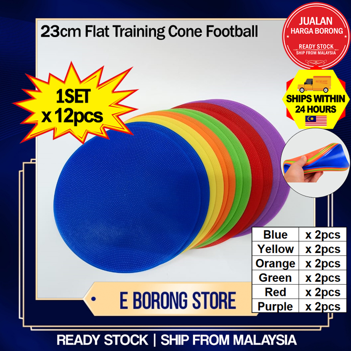 23cm Flat Football Training Cone Mix Colour ( 1SET x 12pcs ) | Shopee ...