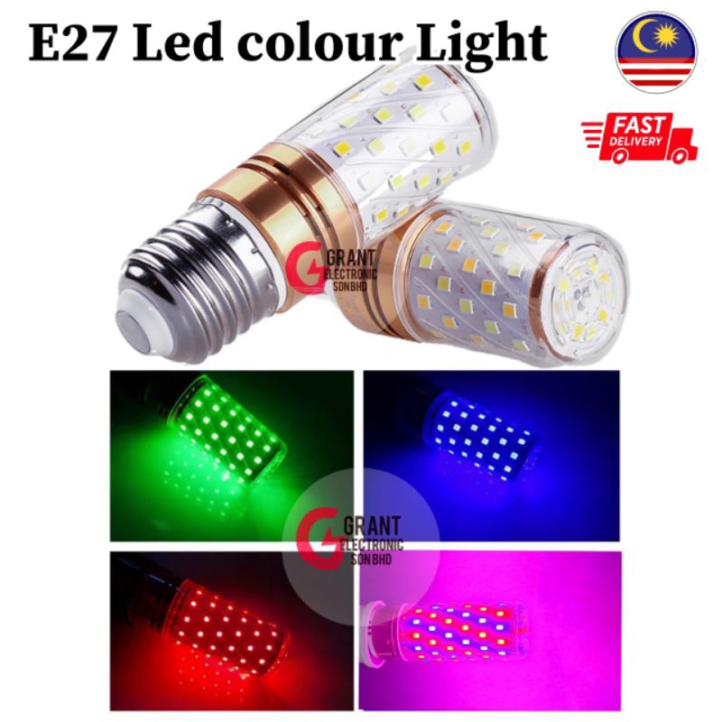 E27 Led Colour Light TikTok Light Lampu Raya Multicolor Red Blue Green ...