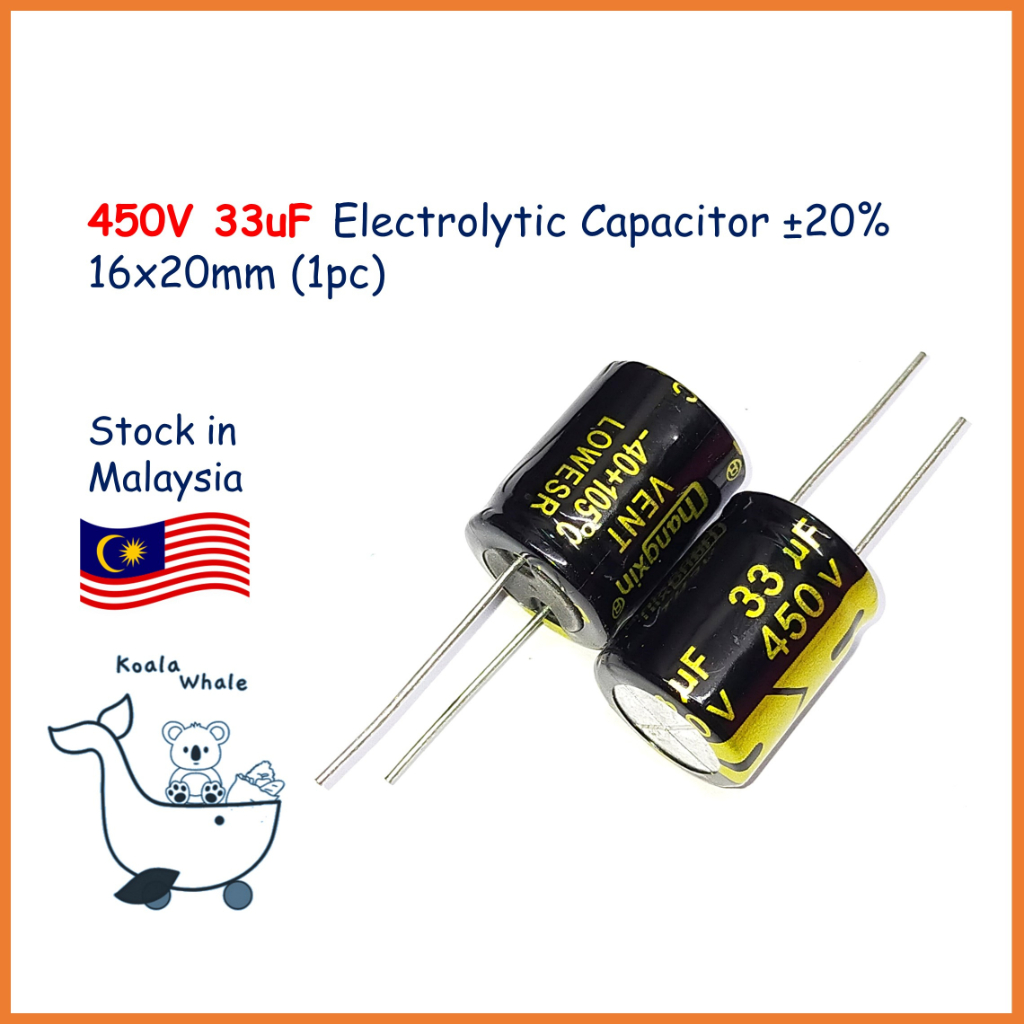 450V 33uF Electrolytic Capacitor Kapasitor 16x20mm 450V33UF Elco (1pc) | Shopee Malaysia