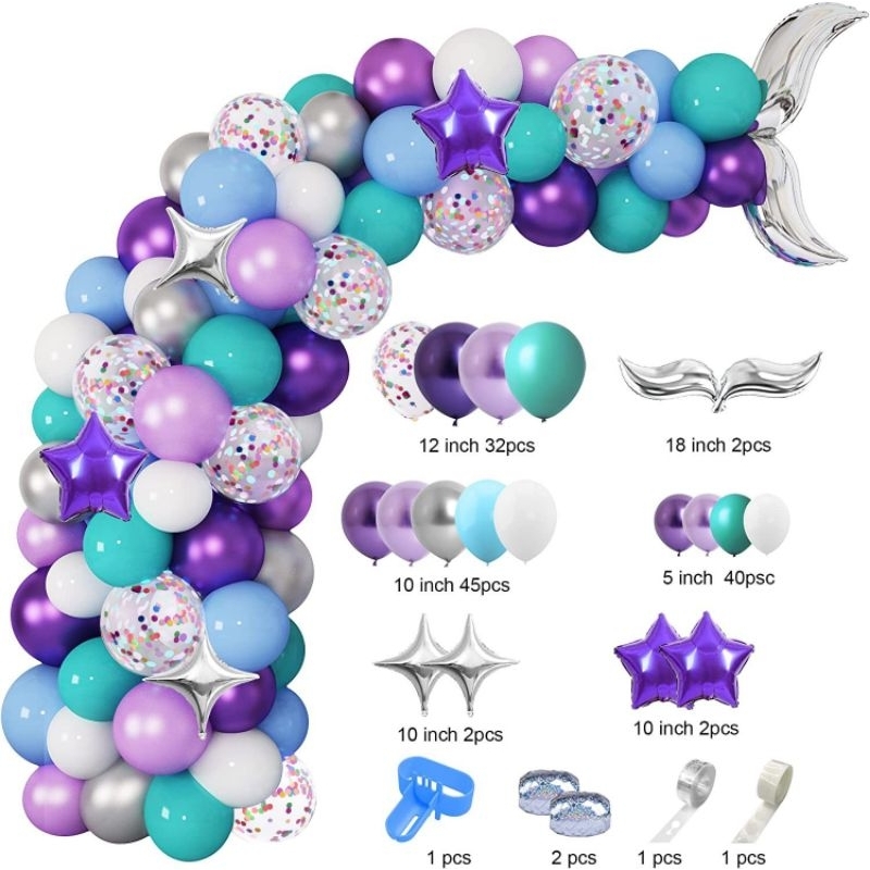 MERMAID theme brown 5m ballon chain with ballon birthday party sea ...