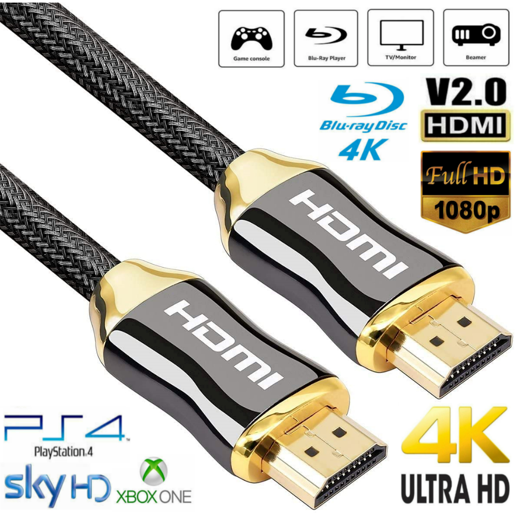 🇲🇾 Premium HDMI Cable V2.0 HD High Speed 4k Ultra HD 2160p 1Meter ...