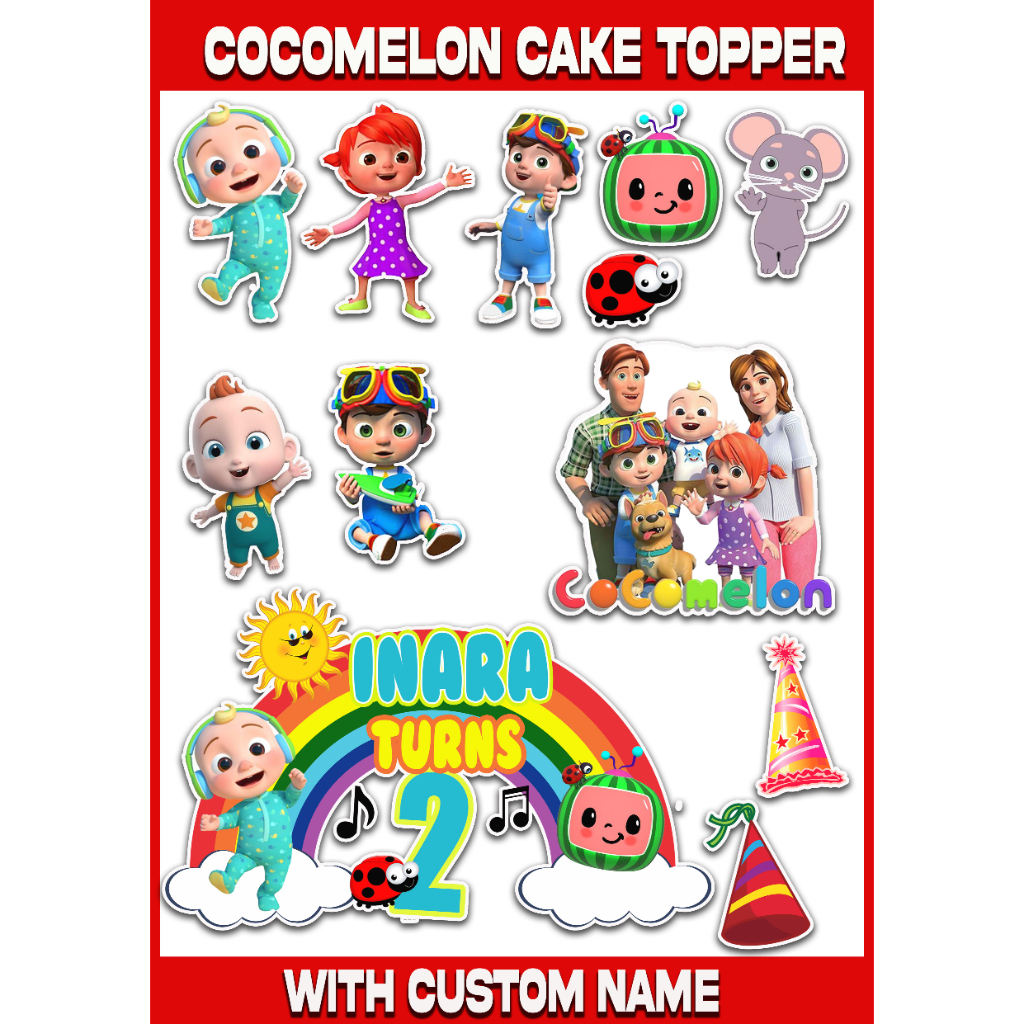 Cocomelon Cake Topper Cake Birthday Decoration Set Topper Cake Custom ...