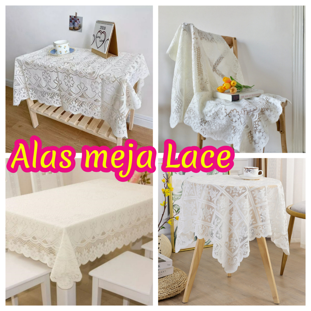 Alas Meja Coffee Table Cloth Kain White Lace Aesthetic | Shopee Malaysia