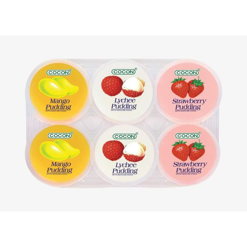 [911] Cocon Fruit Pudding With Nata De Coco 80gm x 6cup (Assorted/Mango ...