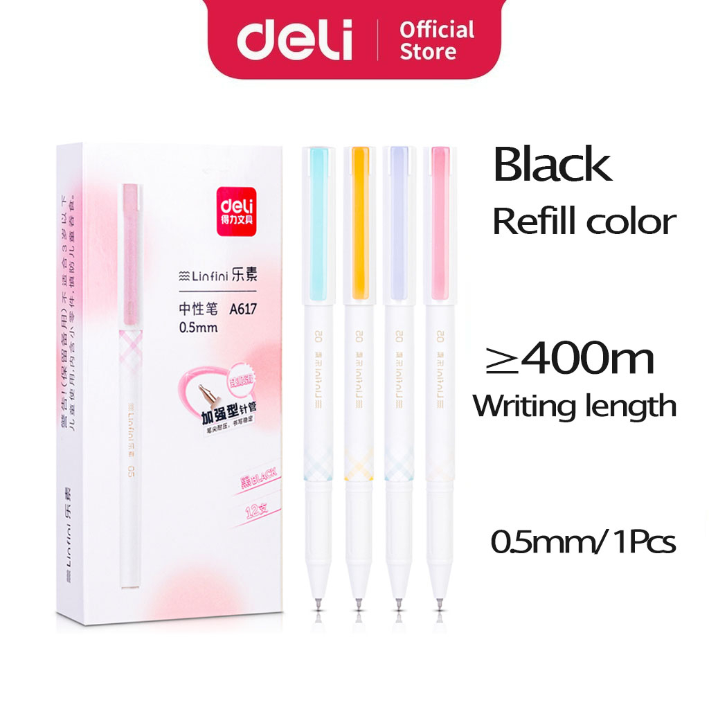 Deli Pen A617 Linfini Series Black Ink 0.5mm Gel Pen Smooth Writing ...