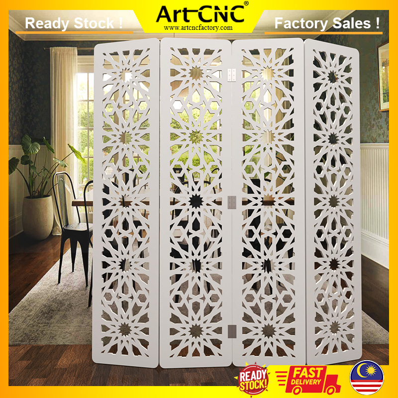 Partition 4 panel board MDF Board/Folding Screen/Room Divider/Pembahagi ...