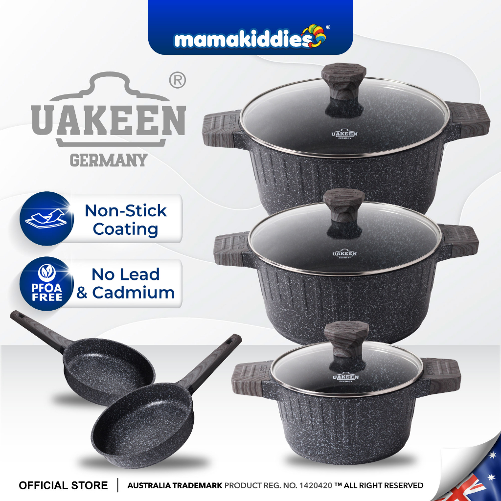 Uakeen Germany 8PCS Cookware Set Premium High Quality 5-layers Non ...