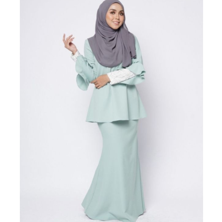 Baju Fesyen Moden Kurung Mint Green Kain Mermaid Cut Cantik Menawan ...