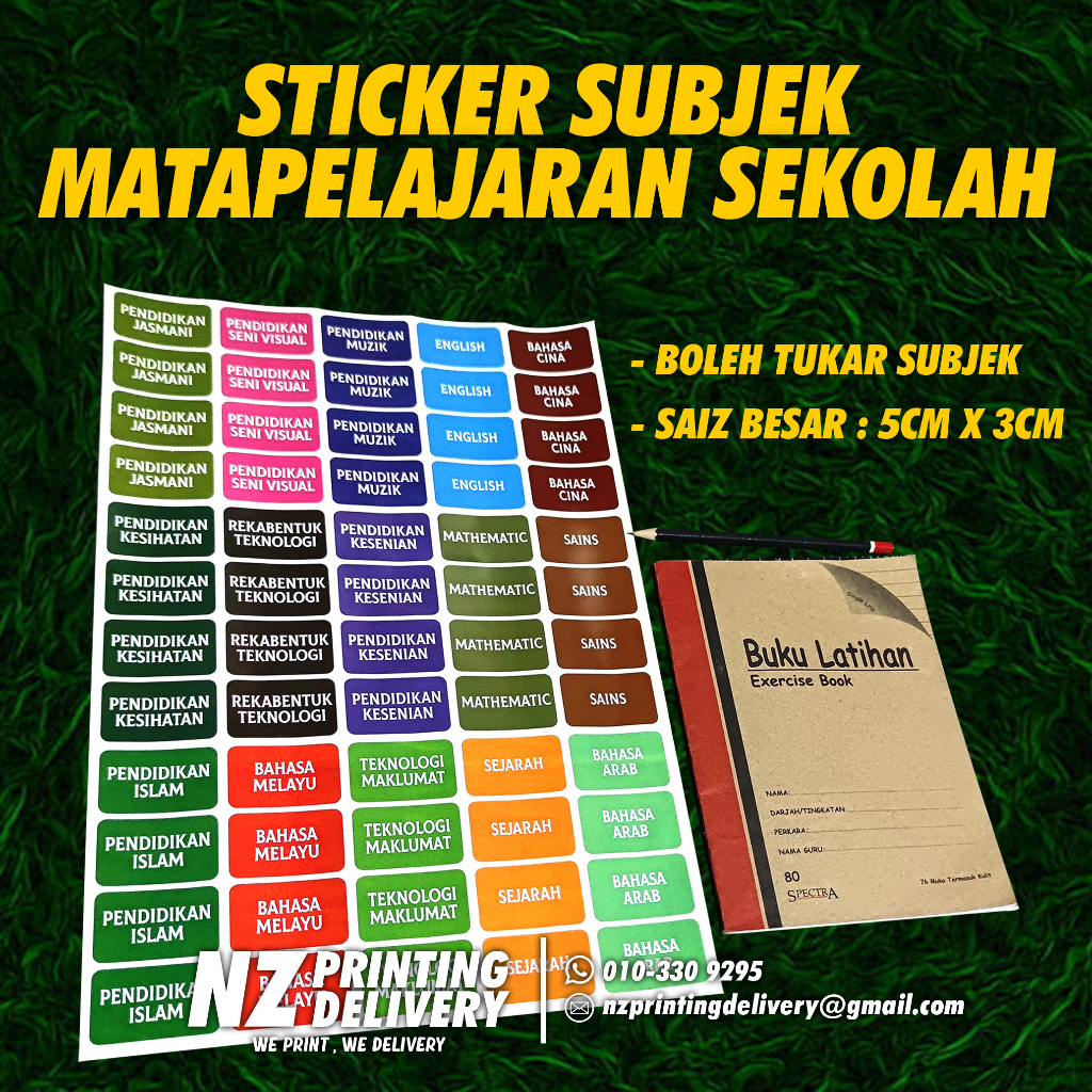 STICKER SUBJEK SEKOLAH RENDAH PELEKAT MATAPELAJARAN SEKOLAH LABEL ...