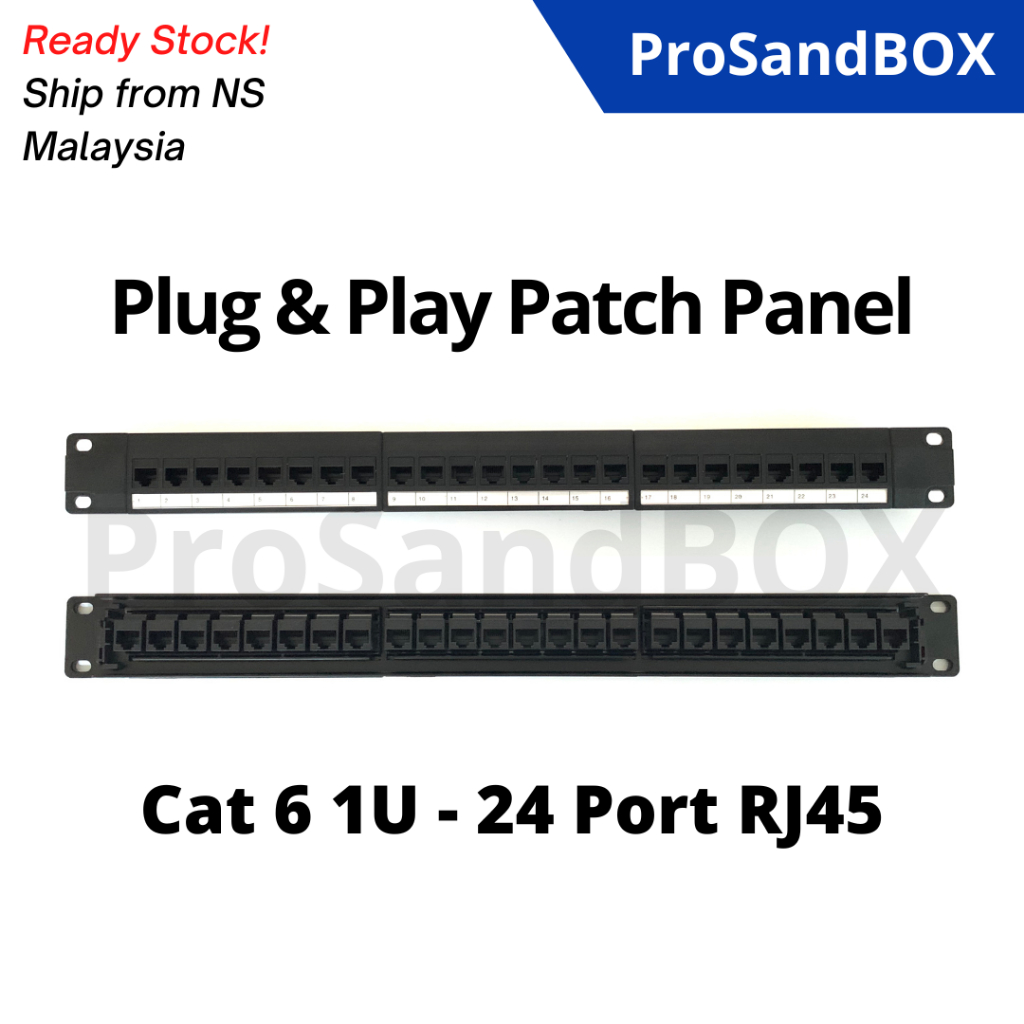 24 Port Cat6 RJ45 1U Rackmount Patch Panel Plug and Play Type | Shopee ...