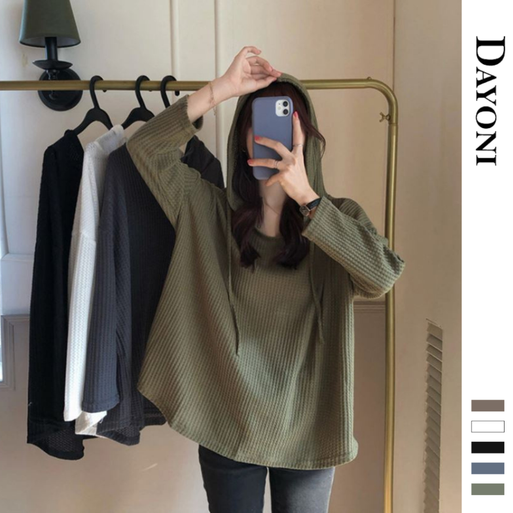 ☀️【Ready Stock】Women's Plain Color Loose Long Sleeve Hoodie Outerwear ...