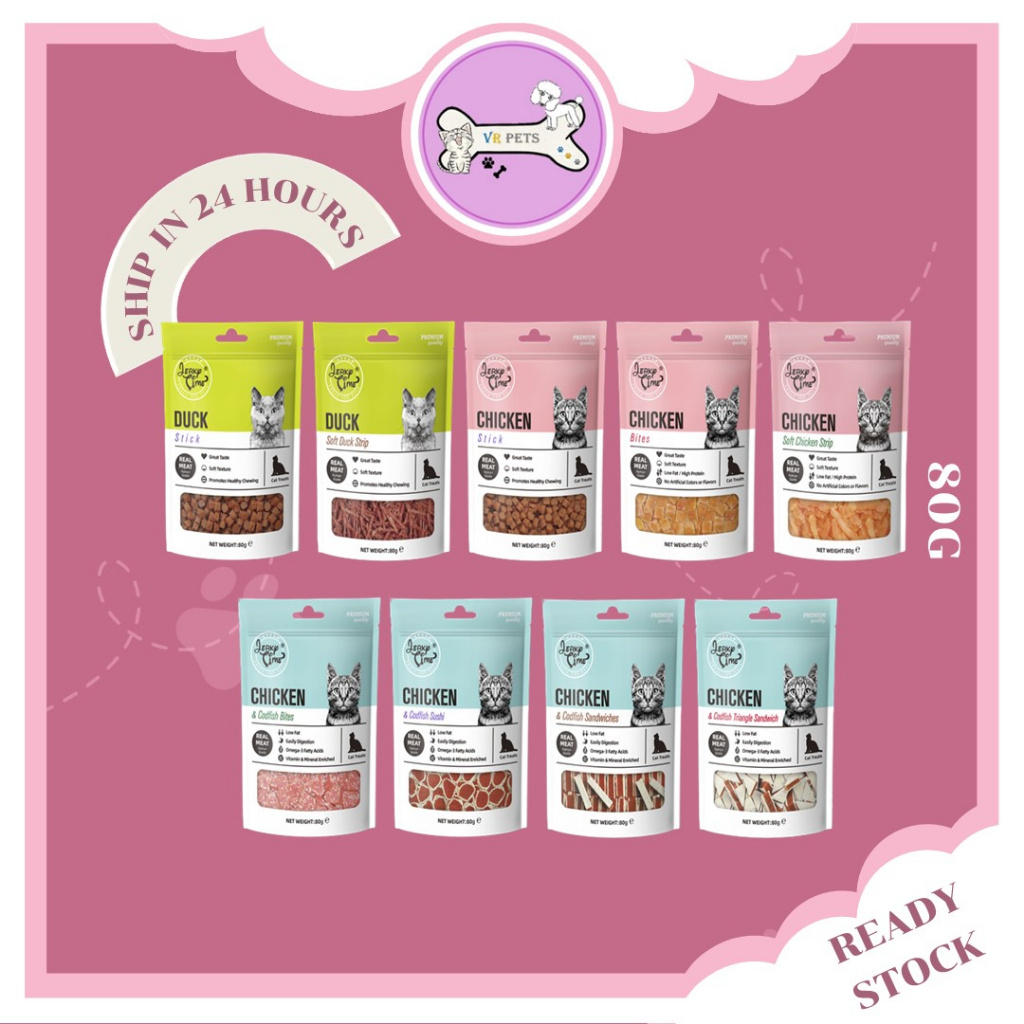 Jerky Time Cat Treat / Cat Snack 80G - Chicken / Beef / Cat Jerky ...