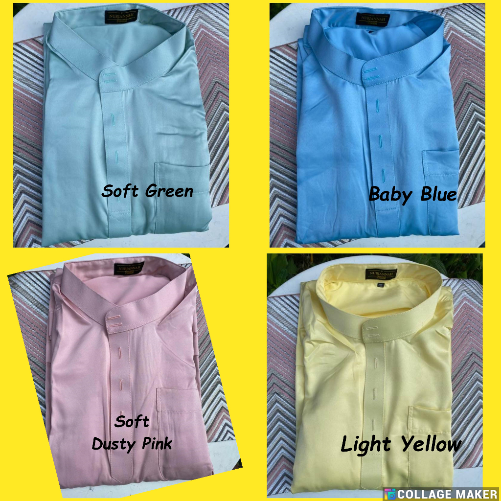Baju Melayu Dewasa Kanak-kanak Baby Warna Soft Green Soft Dusty Pink ...