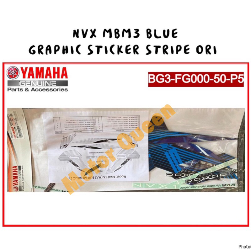 Yamaha NVX DOXOU Graphic Sticker Stripe Set MBM3 BLUE Original HLY ...