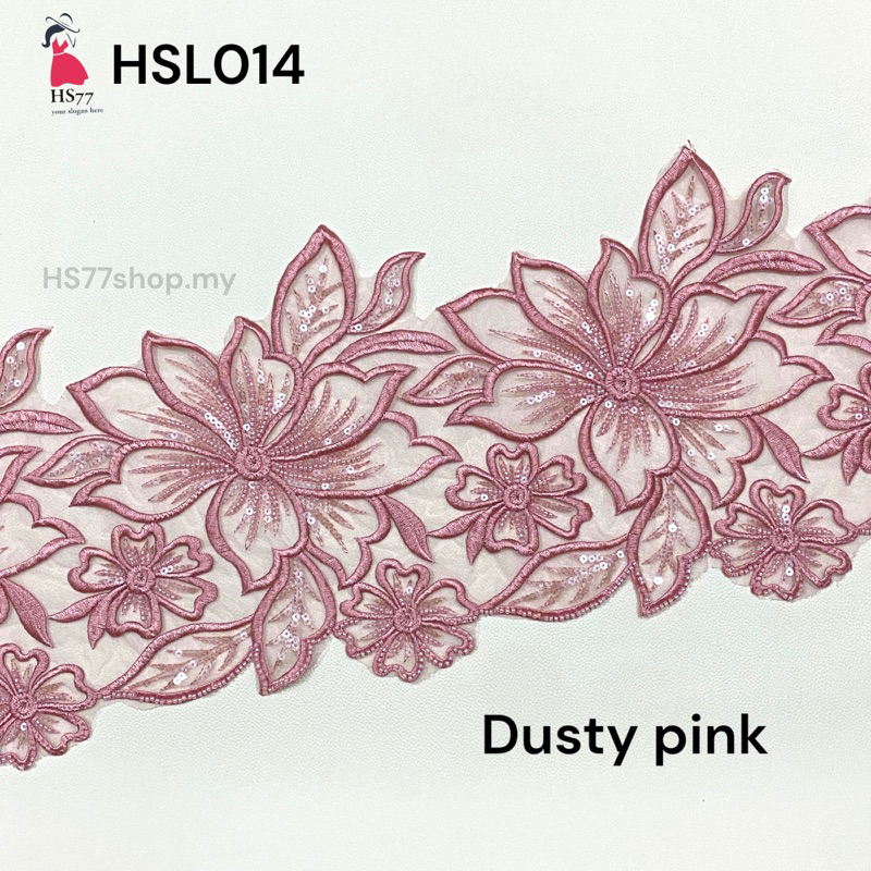 [ 25cm tinggi lace ] HSL014 Boder lace manik/ boder lace sequin/ border ...