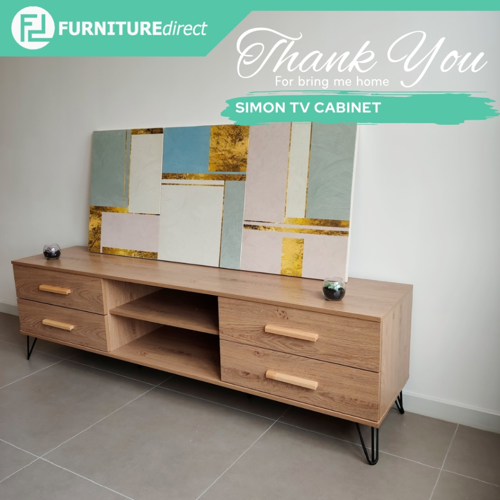 Furniture Direct SIMON 180cm 6 Feet TV Cabinet with metal legs and ...