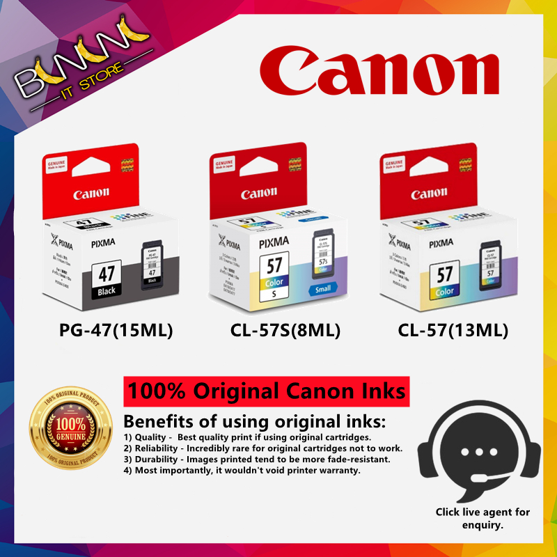 CANON PG-47 BLACK CL-57 COLOR CL-57S COLOR E400/410/460/470/E480 [100% ...