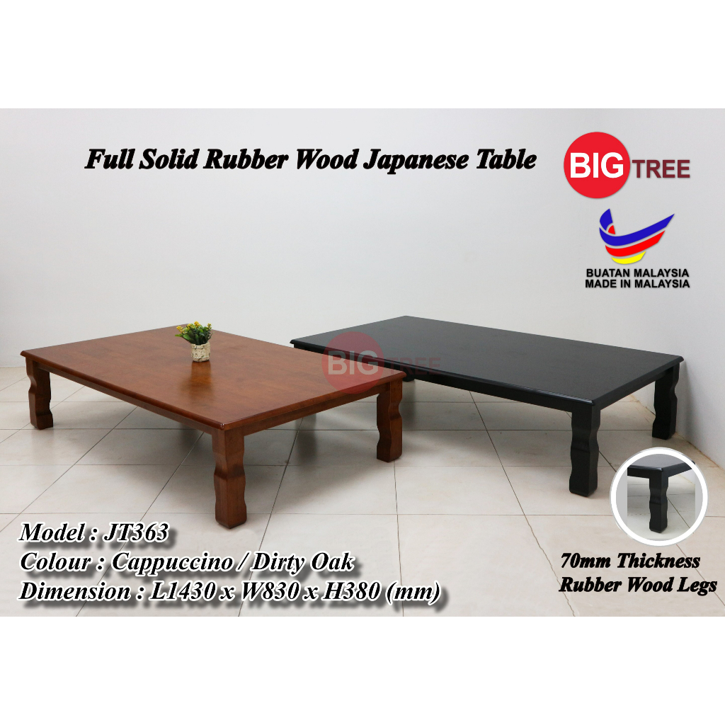 Big Tree Full Solid Rubber Wood Japanese Table / Full Solid Meja Jepun ...
