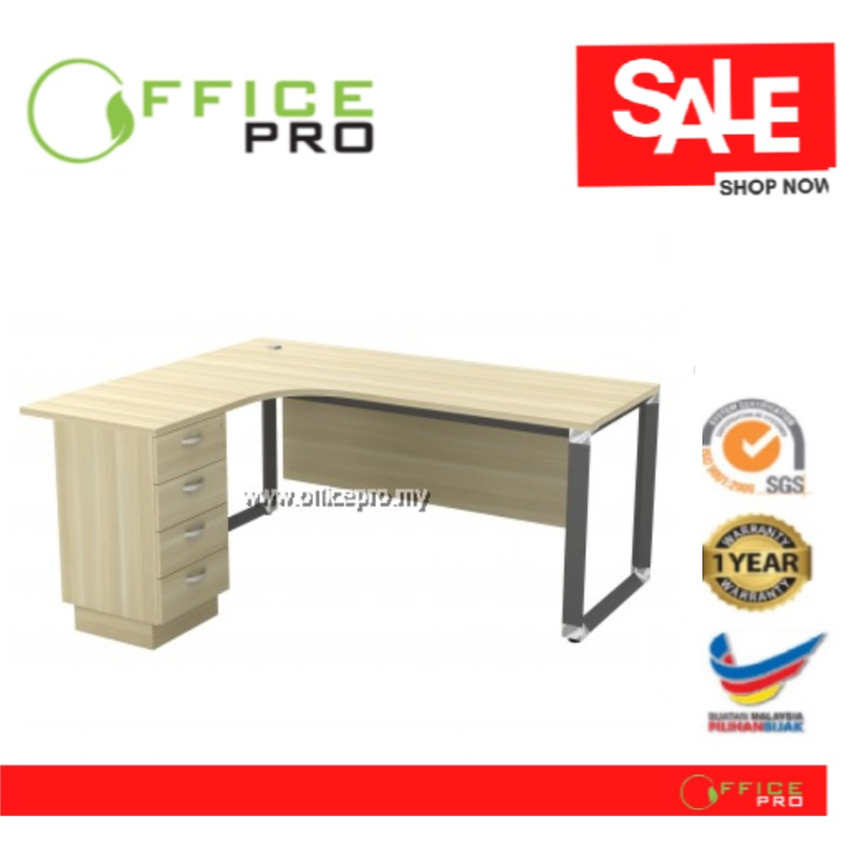 IPOWL-4D L-Shape Manager Table With Wooden Front Panel & 4D Drawer ...
