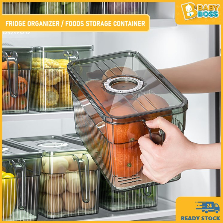 BabyBoss Fridge Organizer Bins Storage Clear with Handle & Lid ...