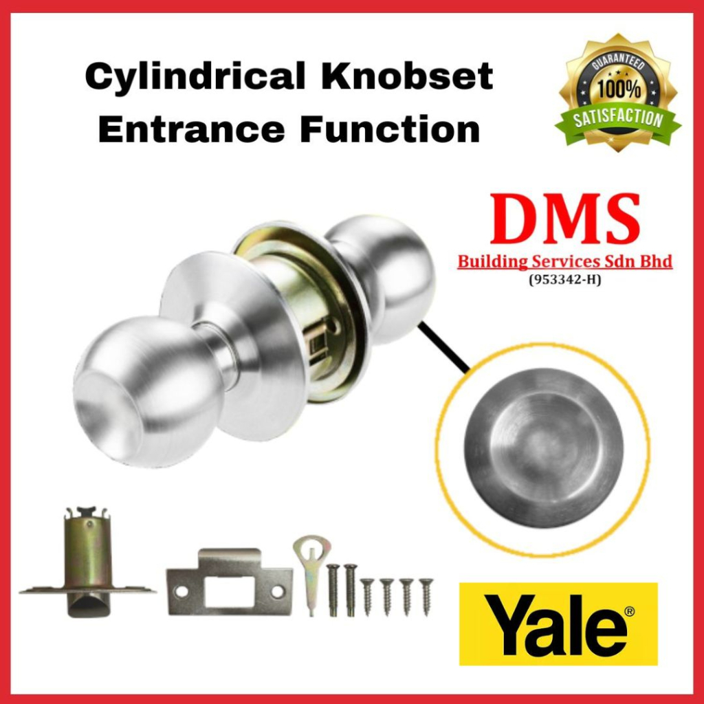 Yale CA5121/US32D/60mm Latch Passage Cylindrical Door Knob Set Satin ...