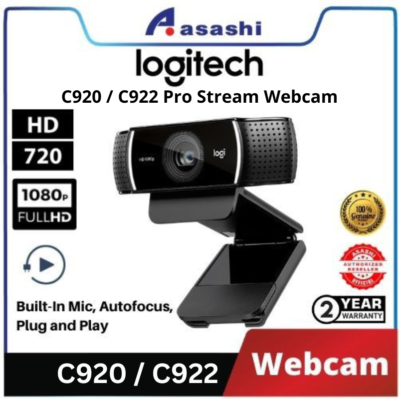 Logitech C920 / C922 Pro Stream Webcam with 1080p Full HD, Built-In Mic ...