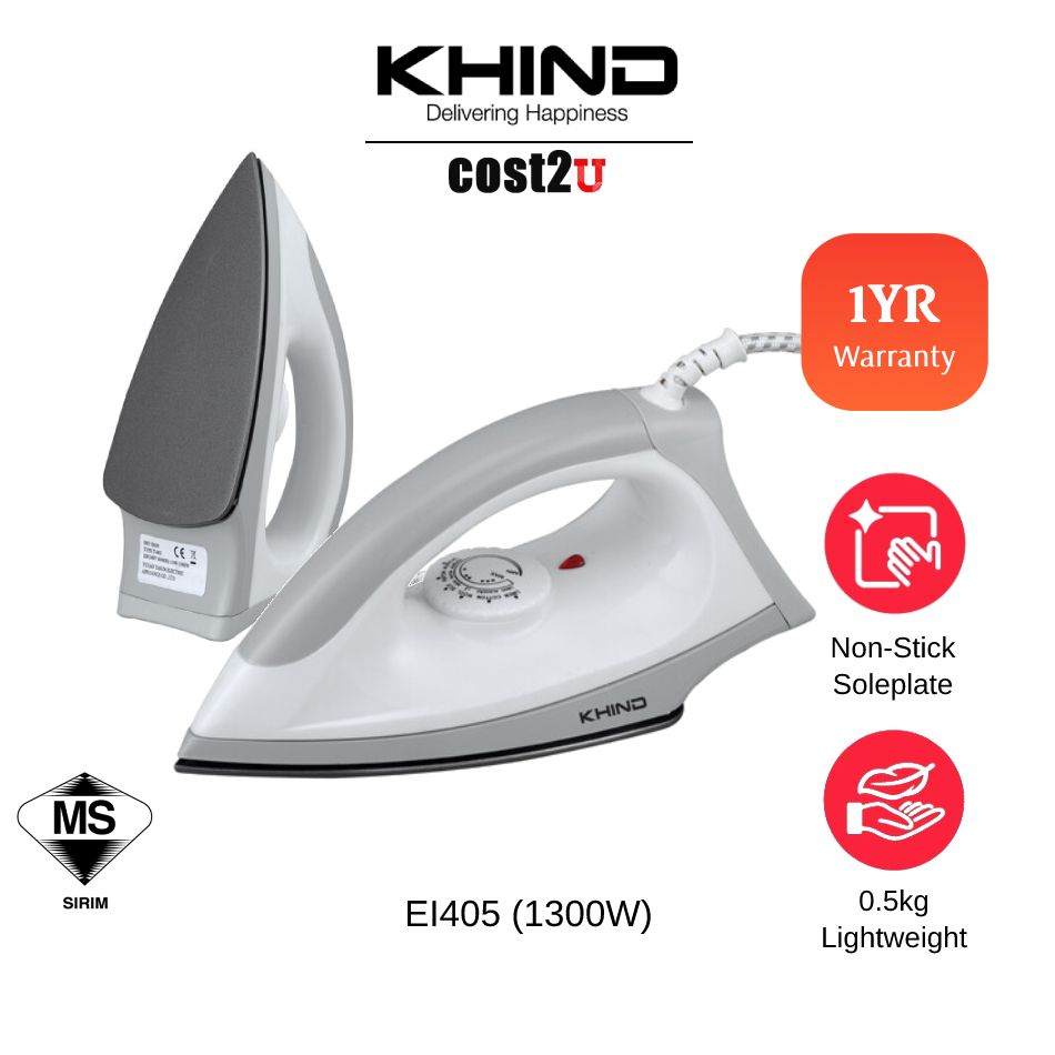 Khind Non-Stick Electric Dry Iron | EI405 (Seterika Ringan Household ...