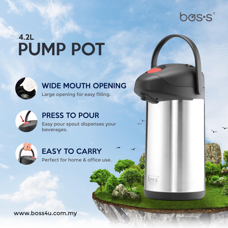 Bos's Stainless Steel Pump Pot 2.2LT / 4.2LT | Shopee Malaysia