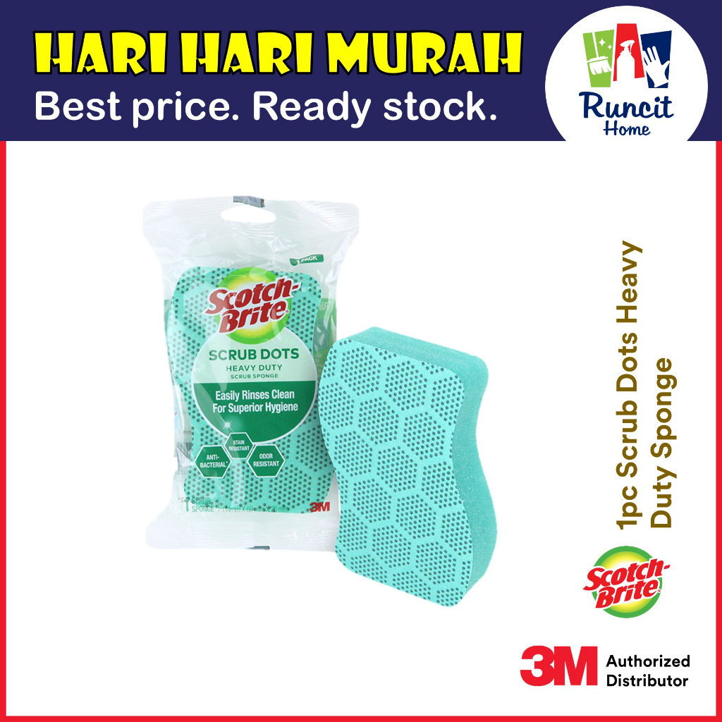 3M Scotch Brite Scrub Dots Heavy Duty Scrub Sponge / Span Scrub Tugas ...