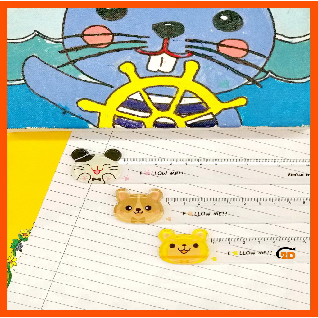 15cm Korean Cute Cartoon Ruler Student Drawing Measuring Plastic Ruler ...