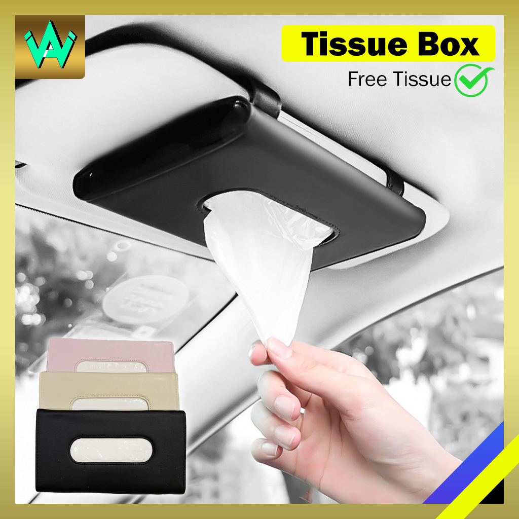 [Free Tissue] Car Tissue Box Kotak Tisu PU Leather Premium Clip Klip ...