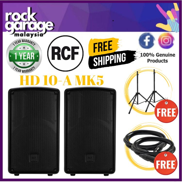 RCF HD 10-A MK5 10" Active 2-Way Speaker With Speaker Stand And Cable ...