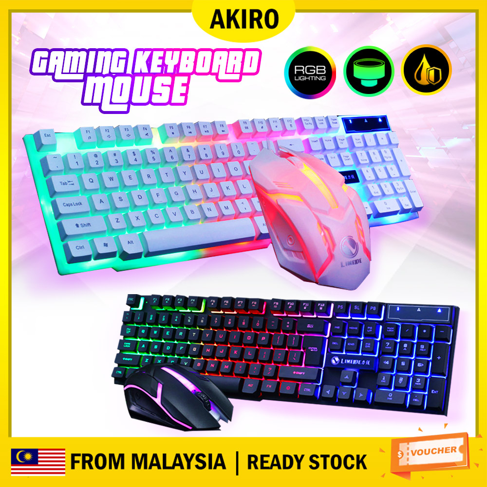 &AKIRO GTX300 RETRO STYLED Colourful Gaming Keyboard Mouse Combo Wired ...