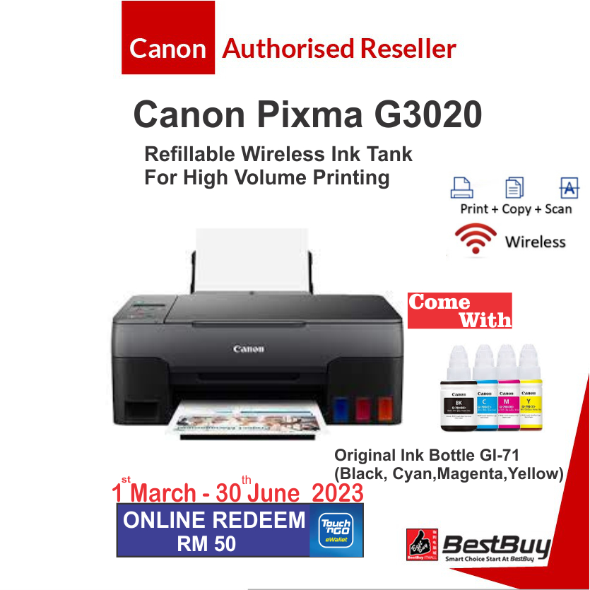 Canon Pixma G3020 Ink Tank Printer - Print/Scan/Copy/Wifi | Shopee Malaysia