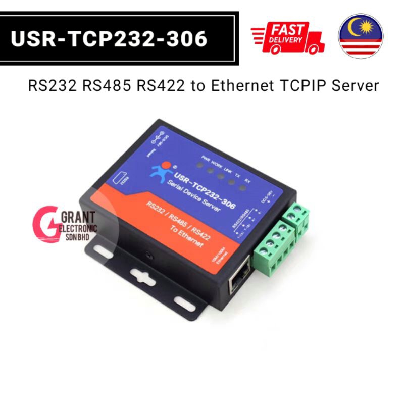 USR-TCP232-306 to RS232 RS485 RS422 to Ethernet TCPIP Server with DHCP | Shopee Malaysia