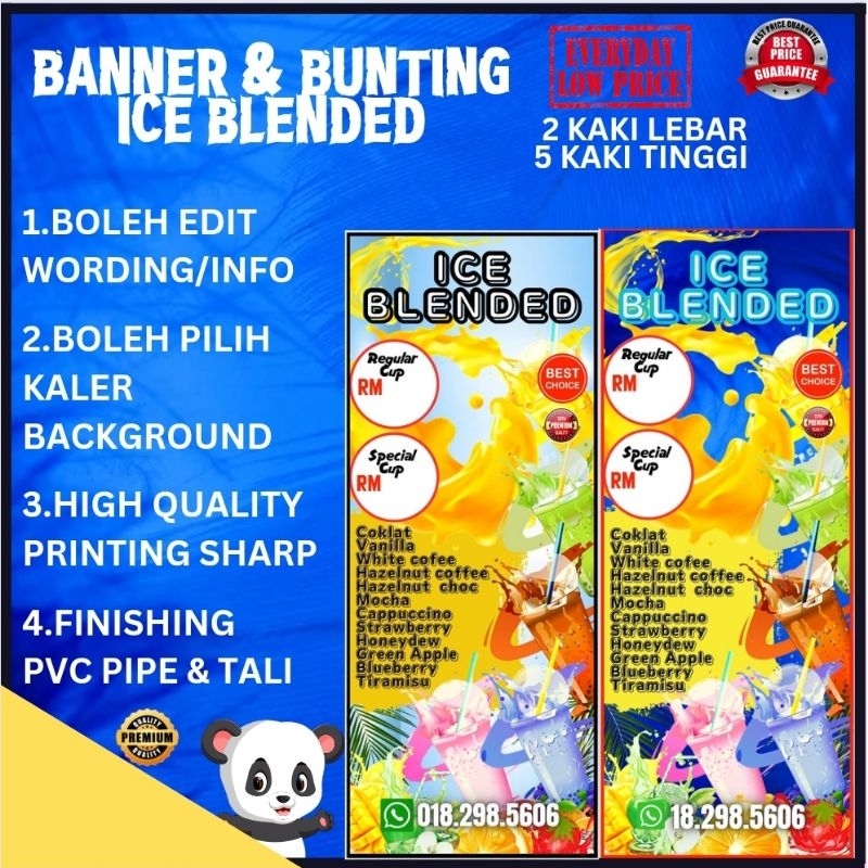 banner bunting ice blended cantik murah berkualiti saiz 2*5 | Shopee ...