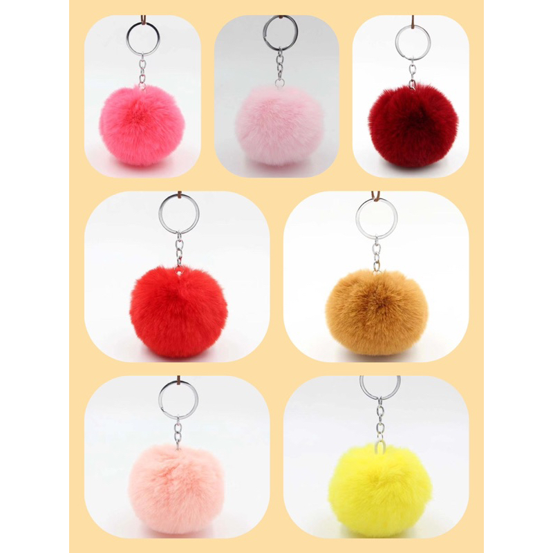 [Ready Stock] Faux fur ball keychain pendant/high imitation artificial ...