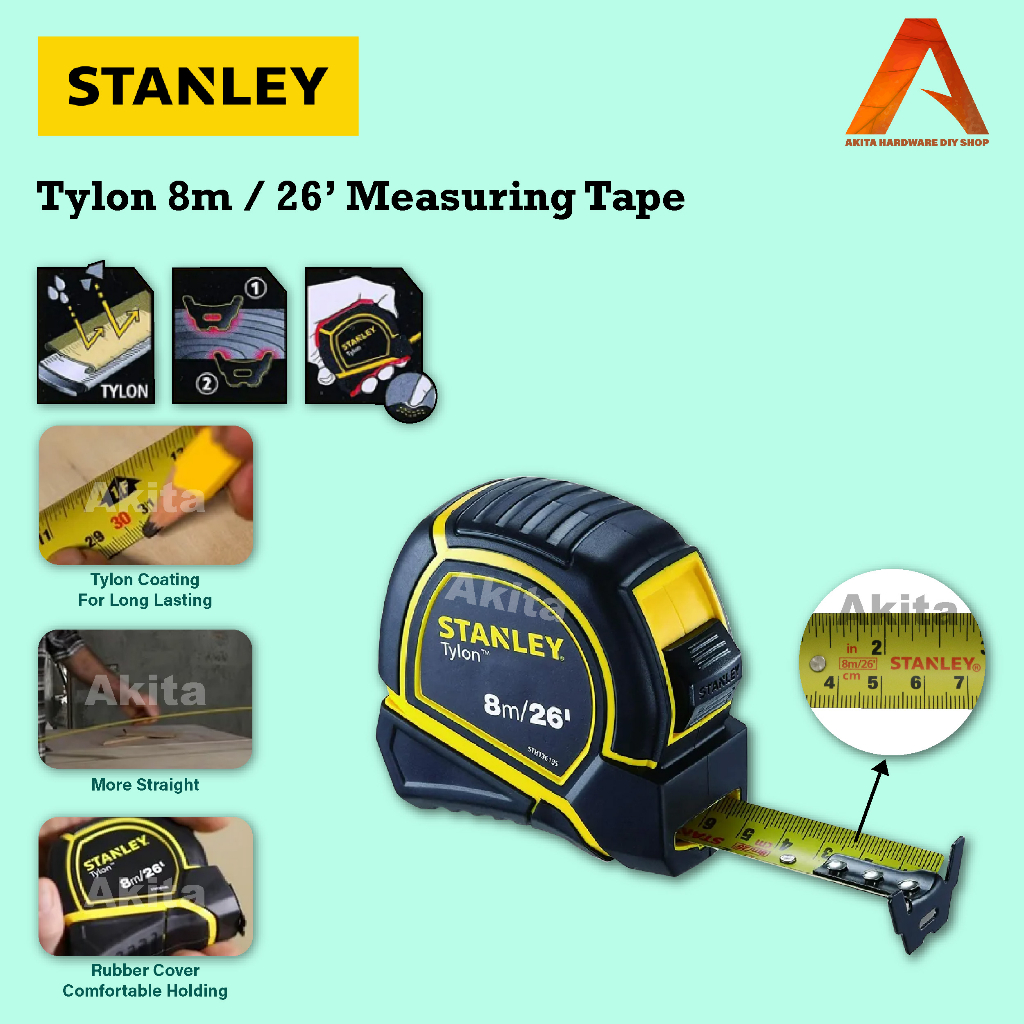 Stanley 8m / 26ft Tylon Measuring Tape 8m 26FT Industrial Measurement ...