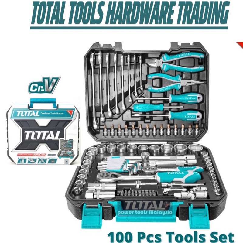 TOTAL 100 Pcs Mechanic Tools / Tools Automotive Tools Set 机械手工具套组 ...