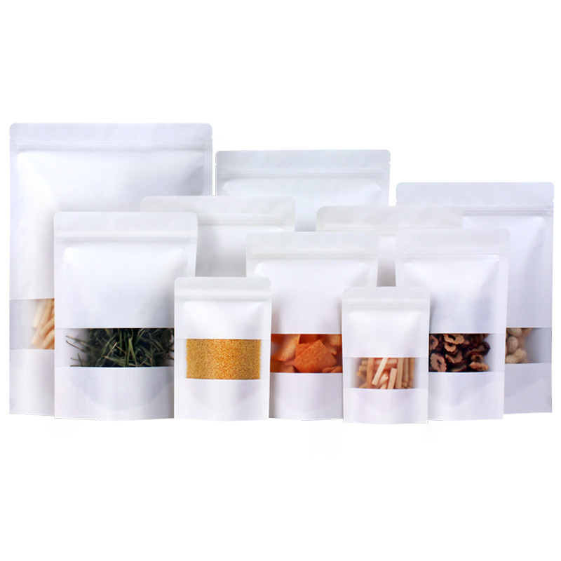 50pcs Kraft Paper Zip Lock Bag with Window/Zipper Bag with window ...