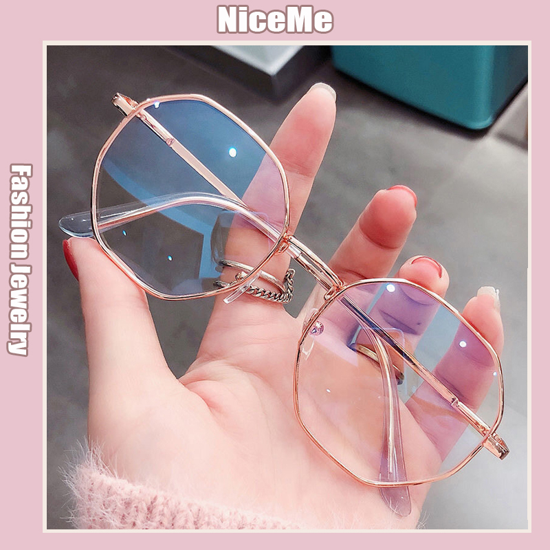 【READY STOCK AT MALAYSIA】Korean fashion Glasses Polygon spectacles Gold ...