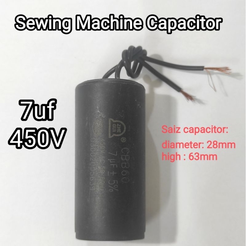 1 biji 7uf 450V Sewing machine Capacitor industry sewing machine ...