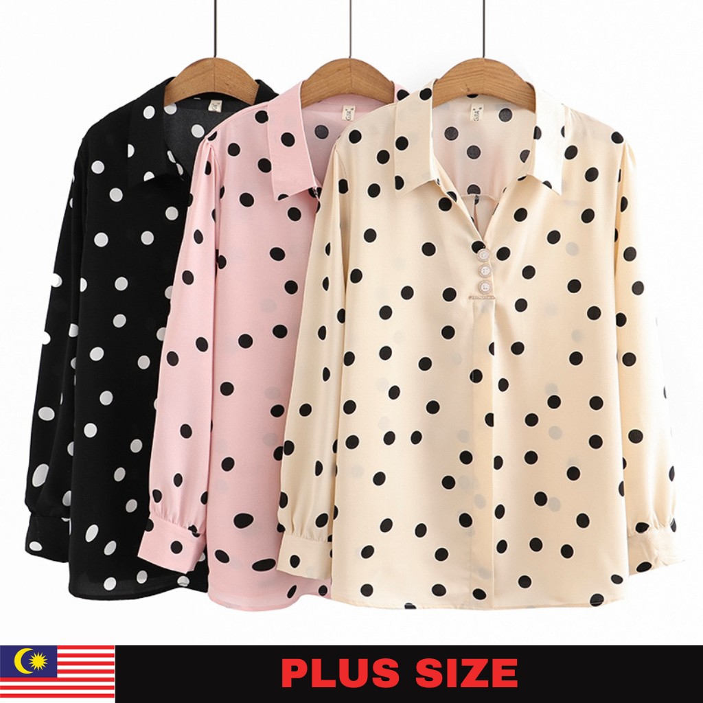 Feeqa Plus Size Polka Dot Blouse | Shopee Malaysia